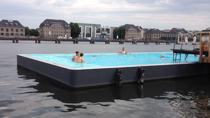 BERLIN, GERMANY - AUGUST 10: Outdoor Swimming Pool On River Banks ... BERLIN, GERMANY - AUGUST 10: Outdoor Swimming Pool On River Banks ...