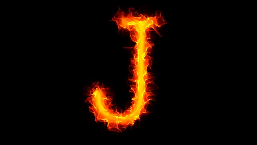 Fiery Letter J Burning In Loop With Particles Stock Footage Video ...
