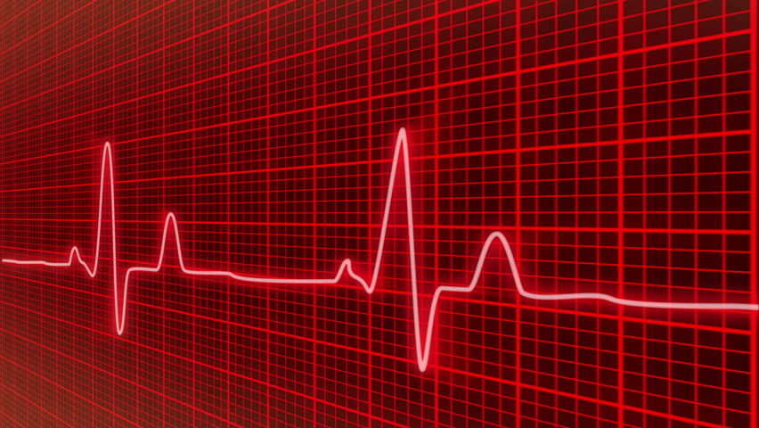 Beating Heart With EKG Loopable. A Red Pulsating Heart Background With ...