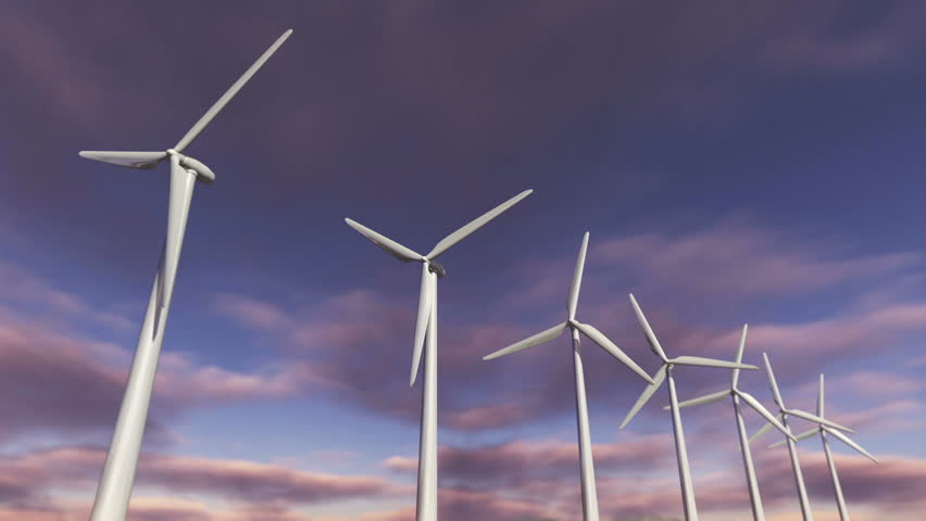 Animated Wind Turbines In A Row. Loop-able Stock Footage Video 13043228 ...