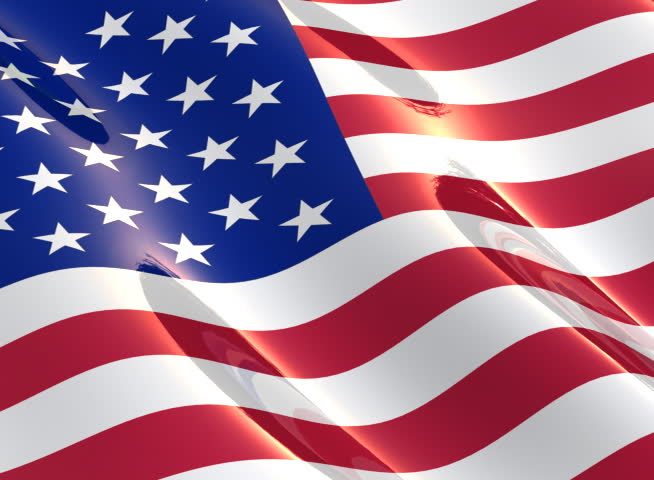 Shiny, Glossy Flag Of The USA Slowly Waving In The Wind - Seamless Loop ...