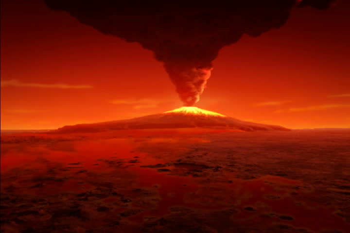 Animation Of Volcano On Mars Spewing Smoke And Lava. Stock Footage ...
