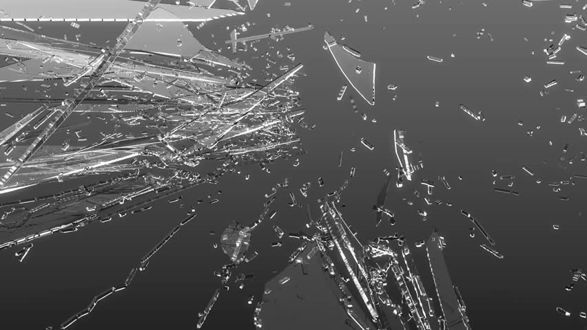 Shattered Glass Falling Down With Slow Motion. Alpha Is Included Stock ...