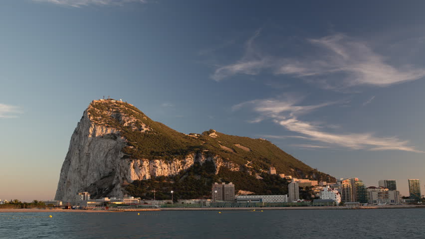 Day To Night Time Lapse Of The Rock Of Gibraltar, A British Territory ...