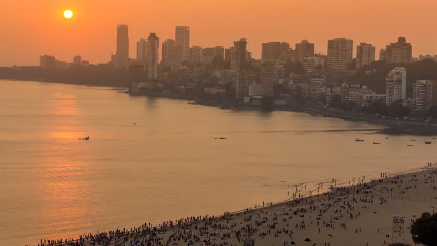 Mumbai Marine Drive Chowpatty Sunset Time Lapse / 1080p MOV HQ - UHD ...