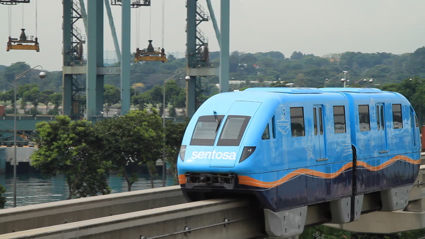 SINGAPORE - CIRCA FEB 2014: People Ride In Sentosa Express Monorail ...