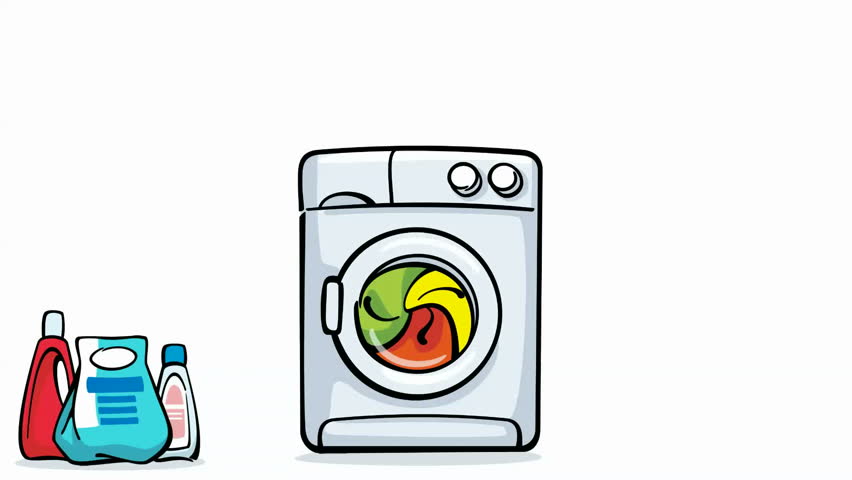 Cartoon Washing Machine Working - Loopable With Alpha Channel Added ...