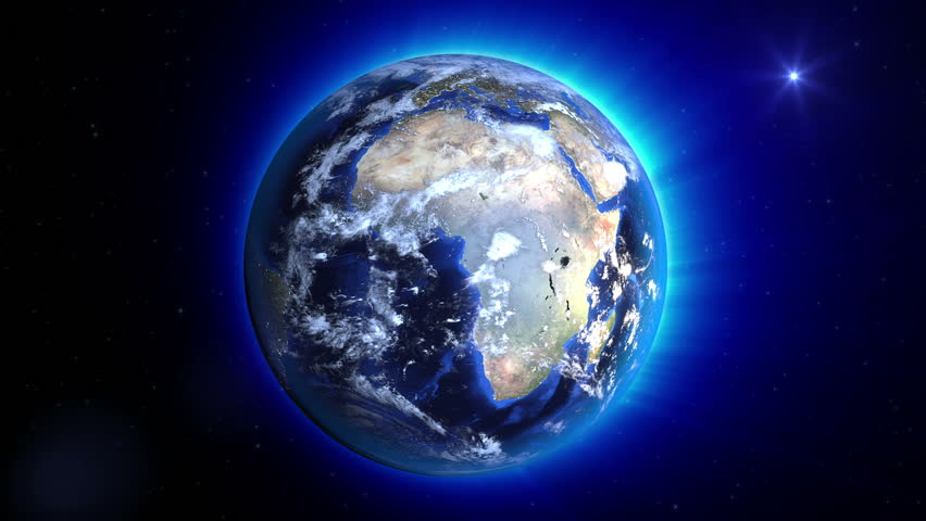 Rotation Earth To Realistic Style From Cosmos With Shine Light And Glow ...