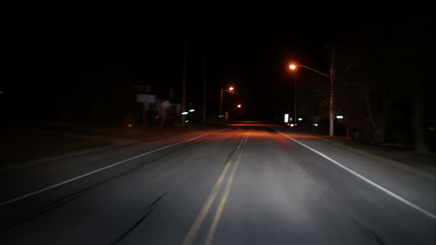 Driving Down A Twisting And Turning Dark Rural Highway At Night ...