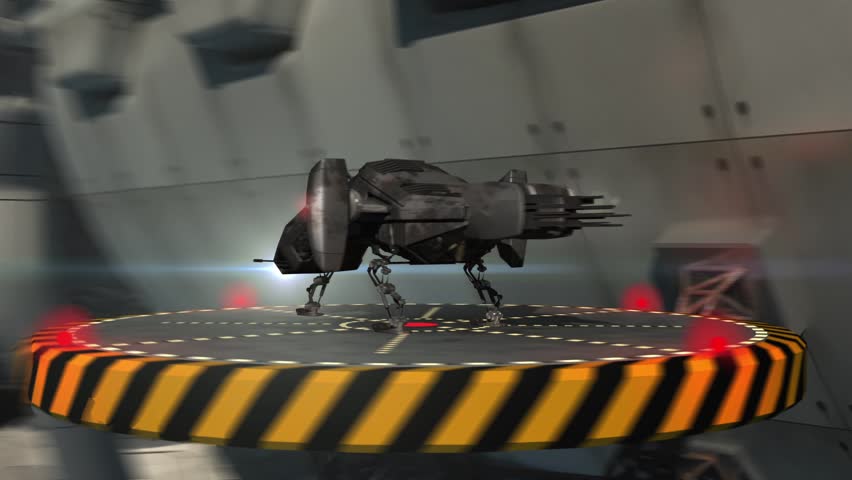 Drones Taking Off A Futuristic Alien Spaceship Or Military Spacecraft ...