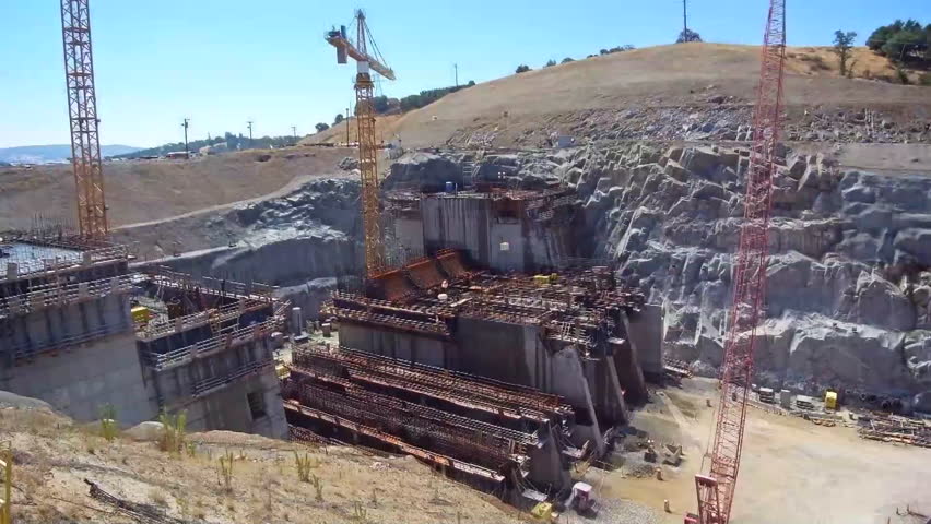 CIRCA 2010s - Time Lapse Of A Dam Being Built. Stock Footage Video ...